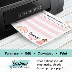 Editable Princess Reward Chart With Pink Dress | Printable Chore, Potty ...