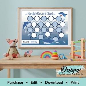 Editable Shark Reward Chart for Kids | Printable Tracker for Potty ...