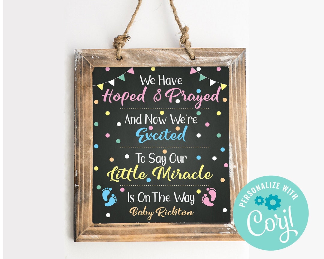 Our Little Miracle Pregnancy Announcement, Rainbow Baby Sign, First ...