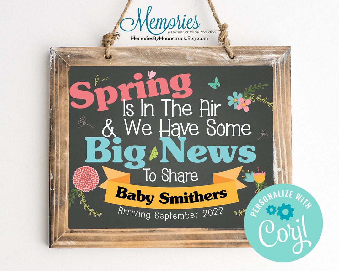 Spring Pregnancy Announcement, Baby Announcement, Chalk, Pregnancy ...