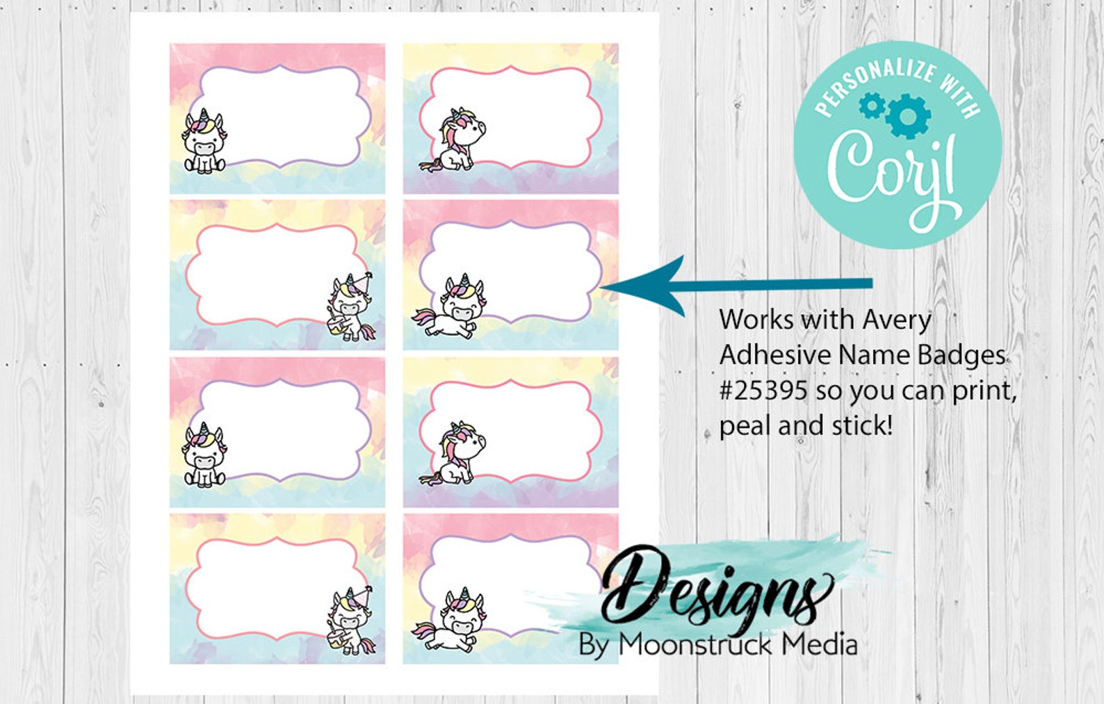 Editable Rainbow Unicorn Name Tags - Etsy