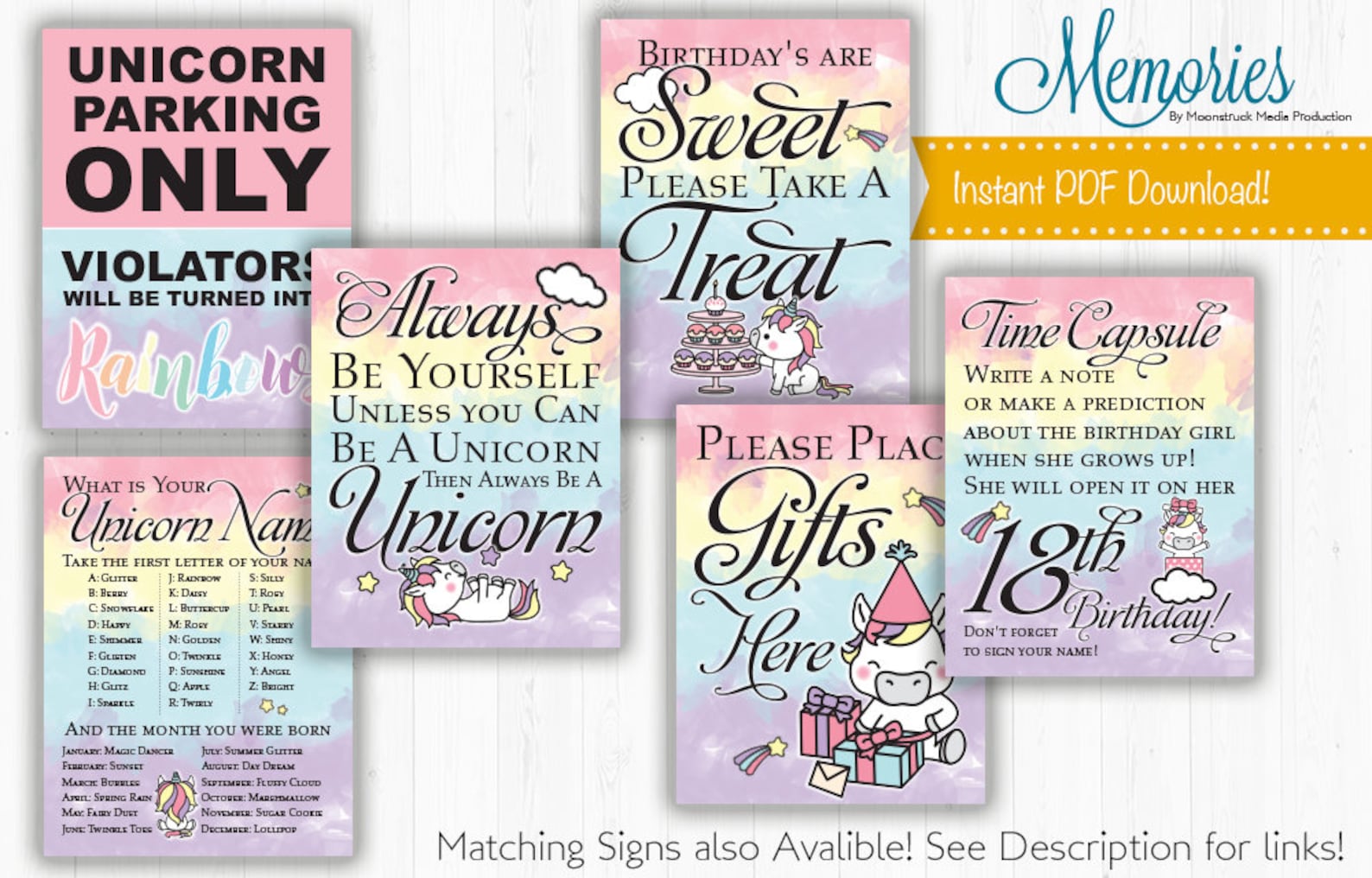 Editable Rainbow Unicorn Name Tags - Etsy