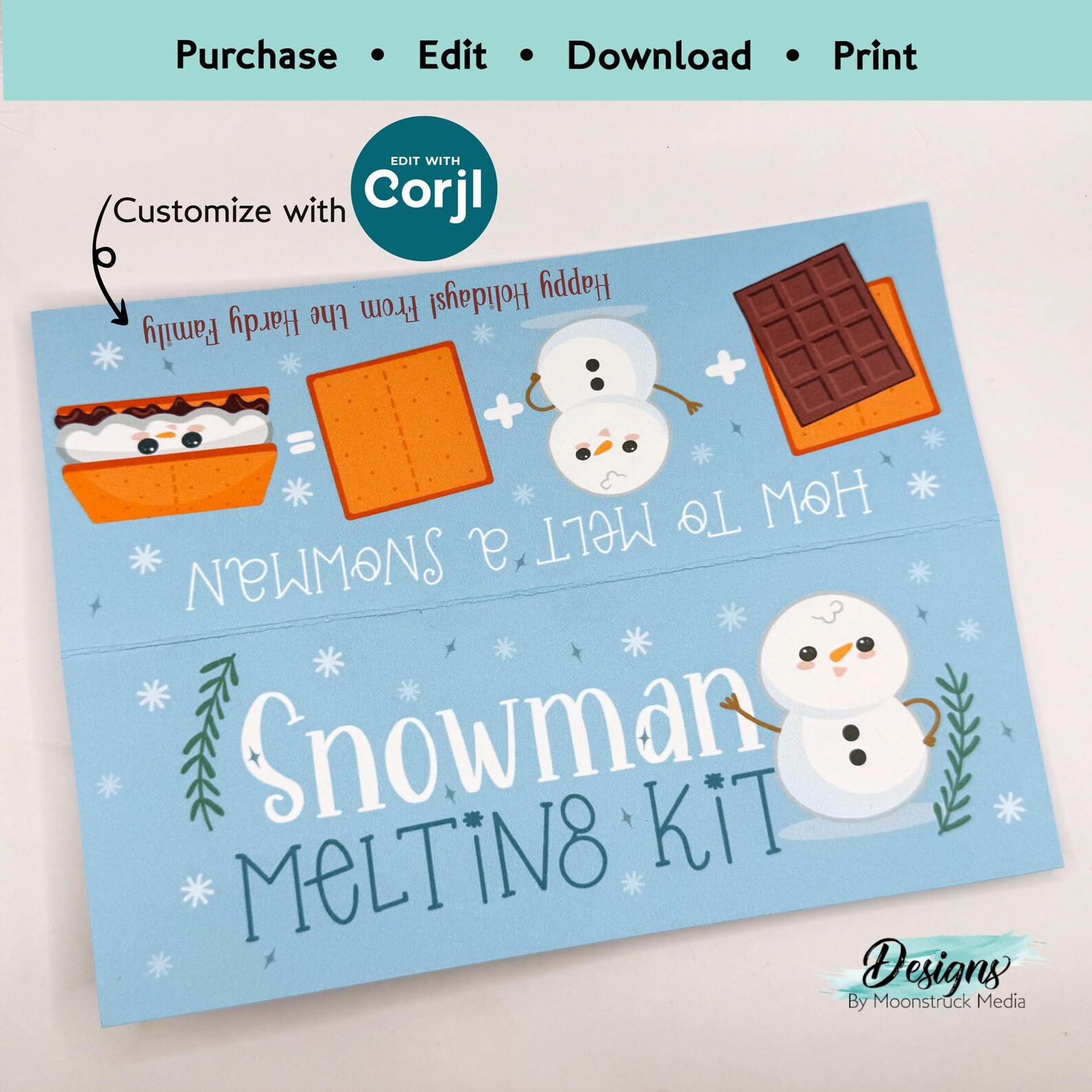 Snowman Melting Kit S’mores Label | How to Melt a Snowman Bag Topper ...