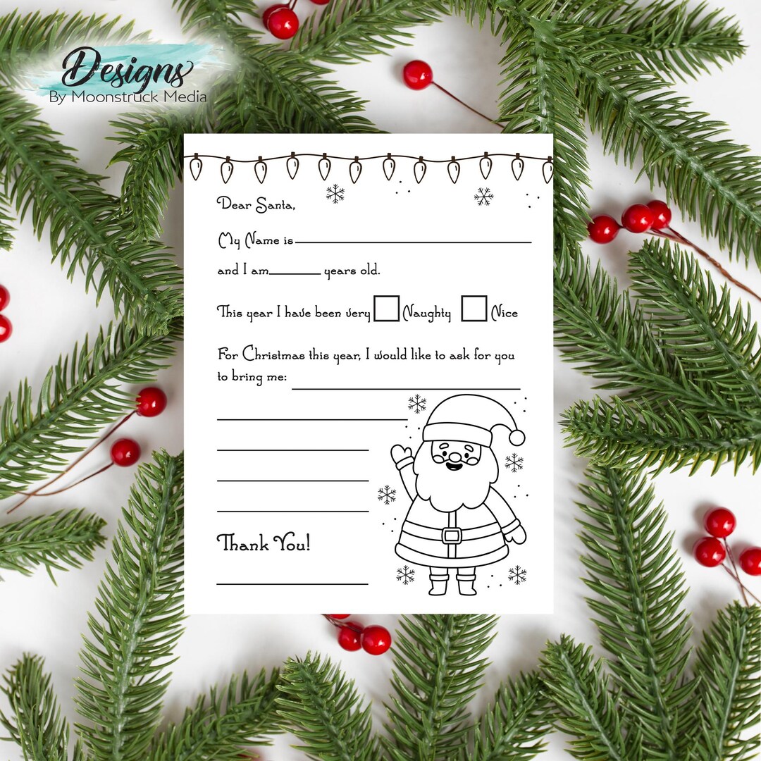 Santa Fill in the Blank Letter for Kids | Printable Letter to Santa ...