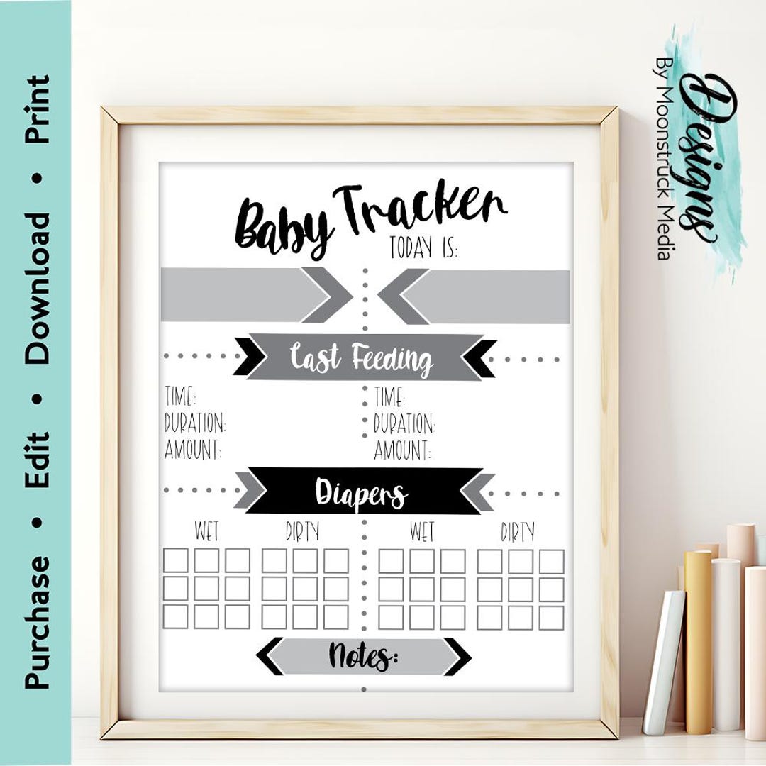 Twins Baby Tracker Printable | Bottle Feeding and Diaper Log for ...