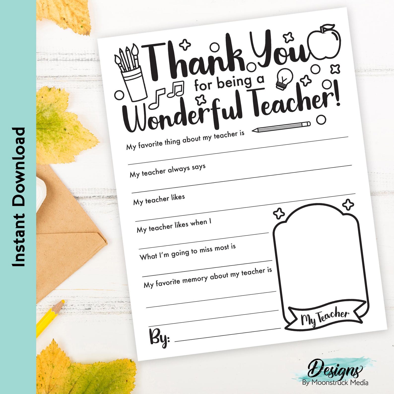All About My Teacher Fill-in Letter | Teacher Appreciation Week ...
