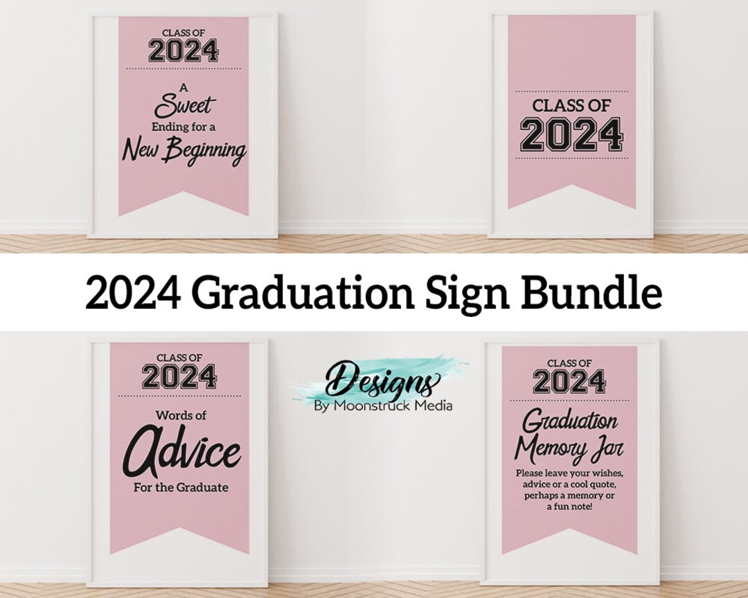 Pink Blush 2024 Graduation Sign Decoration Bundle,high School Grad ...