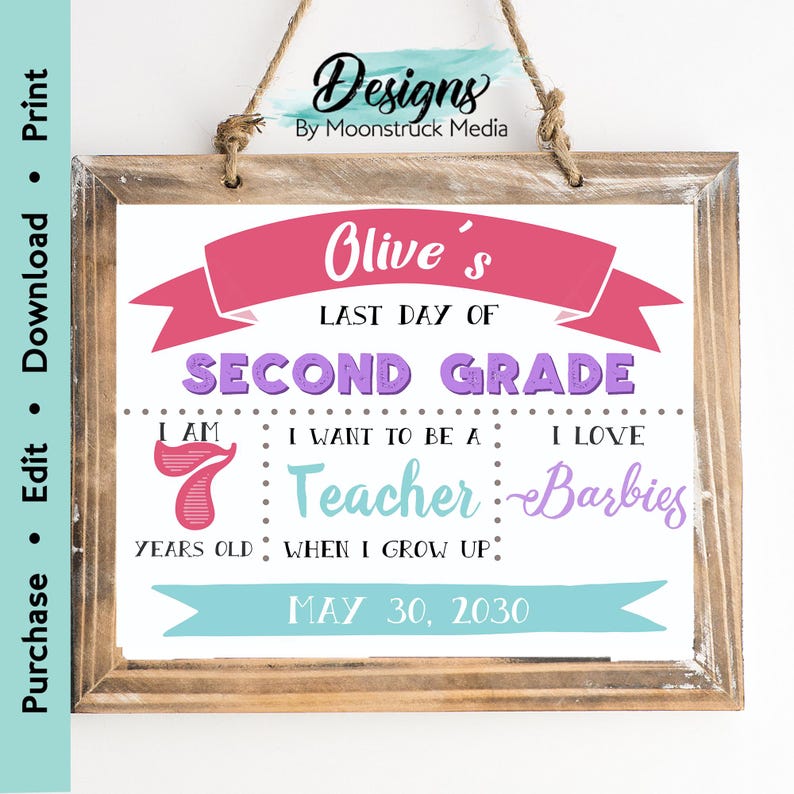 Editable Last Day of School Sign Printable | Chalkboard Style School ...