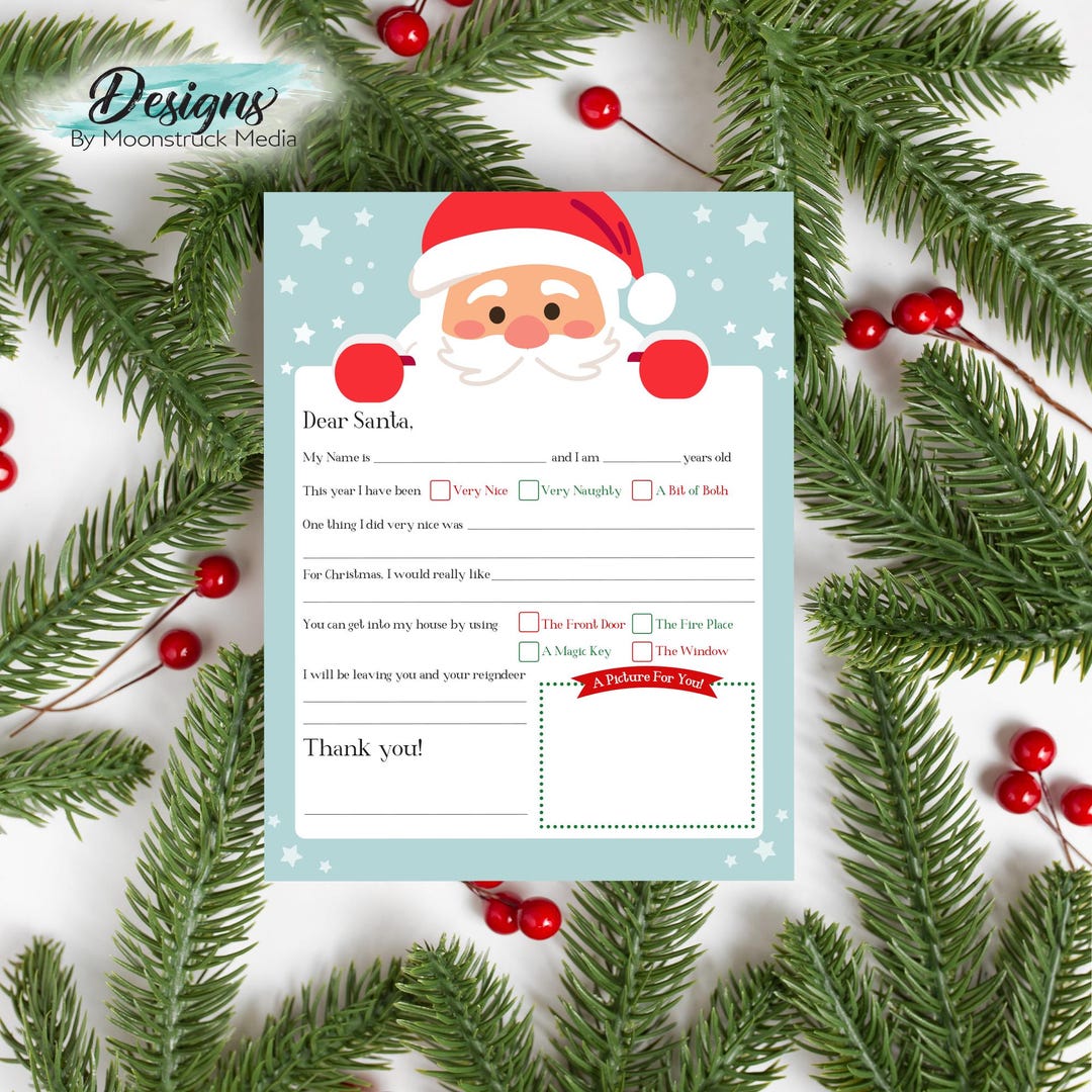 Santa Fill in the Blank Letter for Kids | Printable Christmas Letter to ...