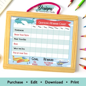 Editable Airplane Reward Chart Printable | Kids Travel or Behavior ...
