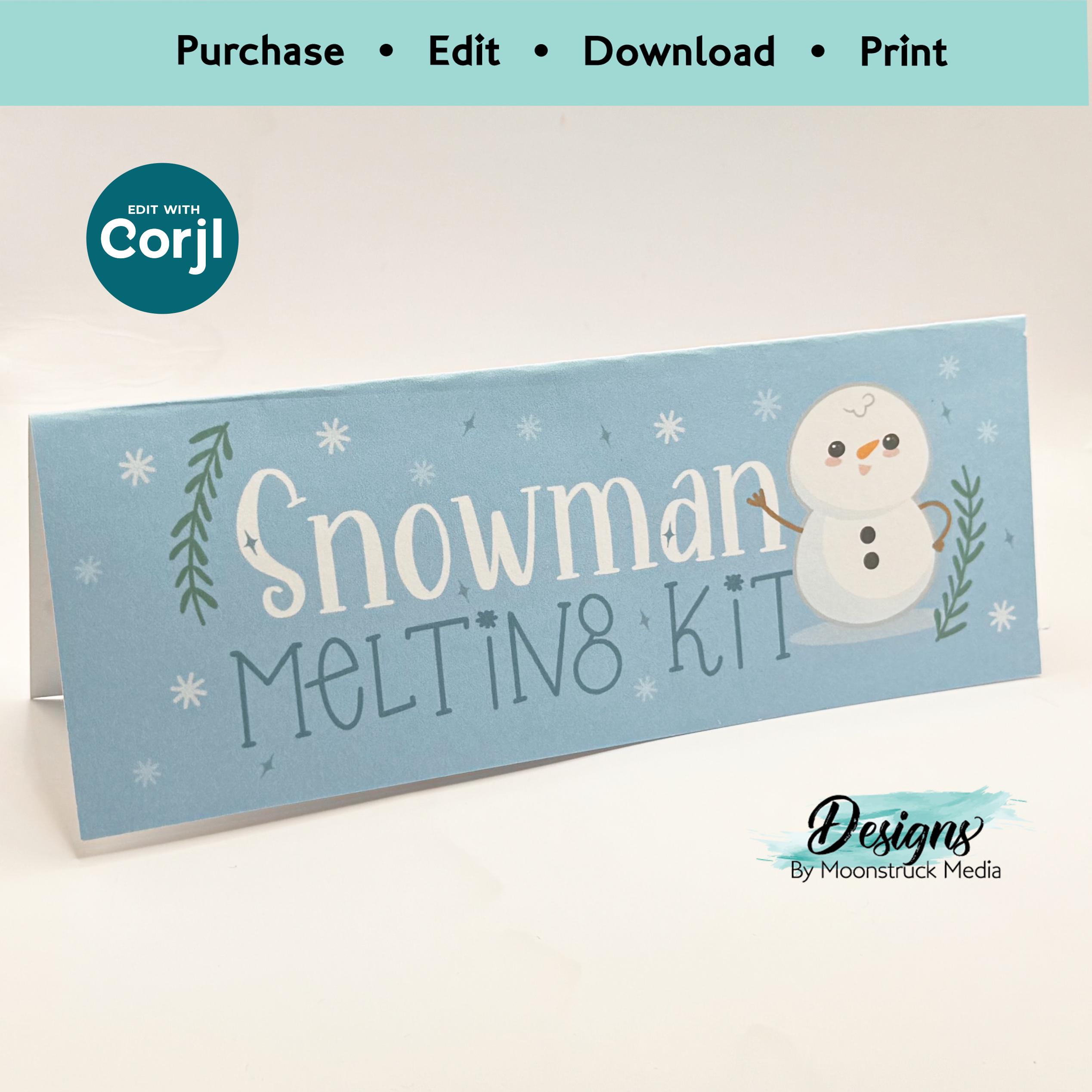 Snowman Melting Kit S’mores Label | How to Melt a Snowman Bag Topper ...