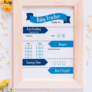 Blue Baby Tracker | Printable Baby Daily Log | Feed Sleep Diaper Chart ...