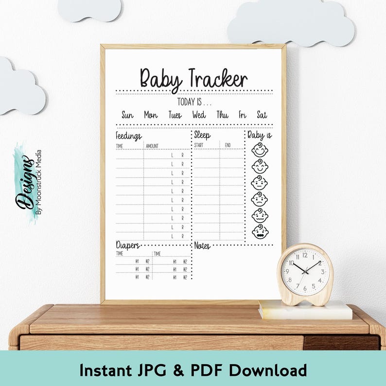 Baby Feeding and Sleep Tracker Printable | Breastfeeding and Diaper Log ...