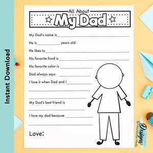 All About Dad Fill-in Letter | Father’s Day Activity for Kids ...