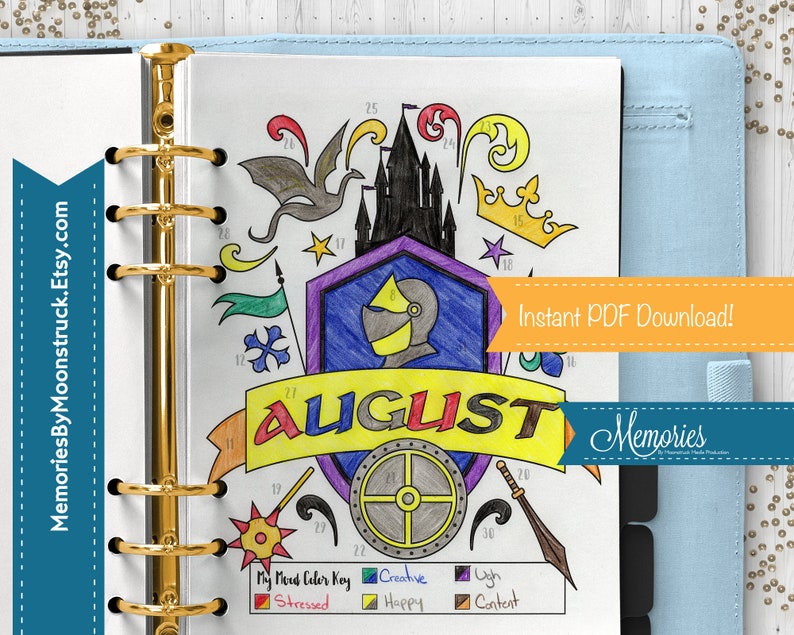 August Mood Tracker Bullet Journal Insert Medieval - Etsy