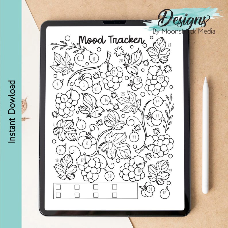 Grape Mood Tracker Printable | Fruit-themed Mental Health Chart ...