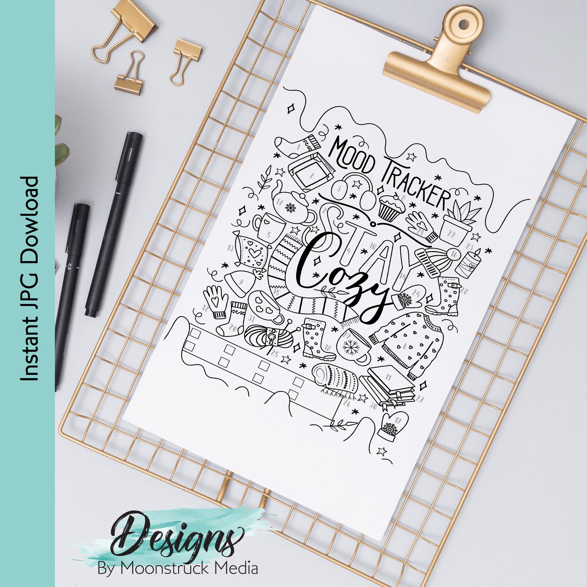 Stay Cozy Mood Tracker Printable | Blanket and Candle Bullet Journal ...