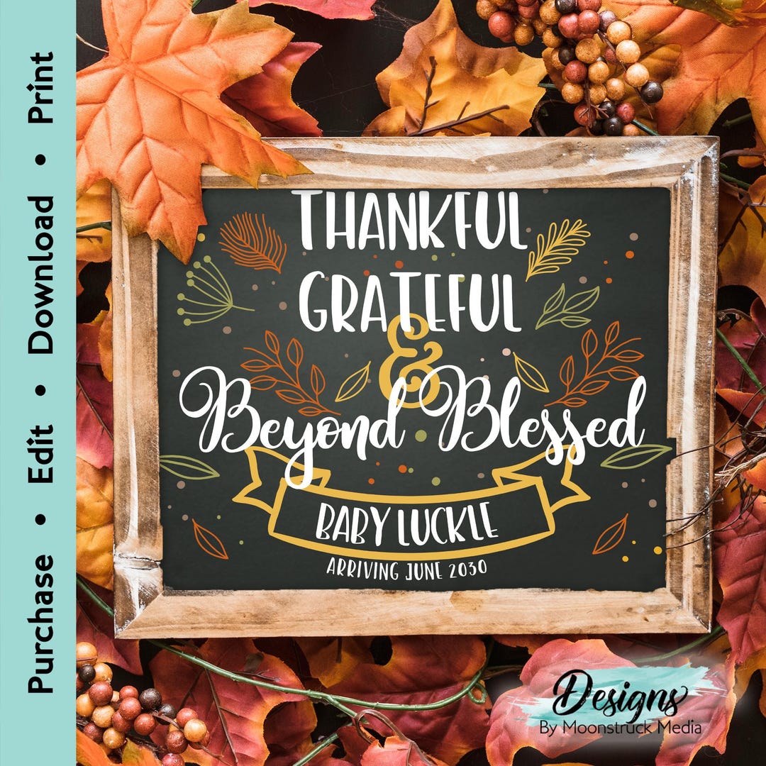 Thankful Grateful Blessed Pregnancy Announcement | Fall Baby Reveal for ...