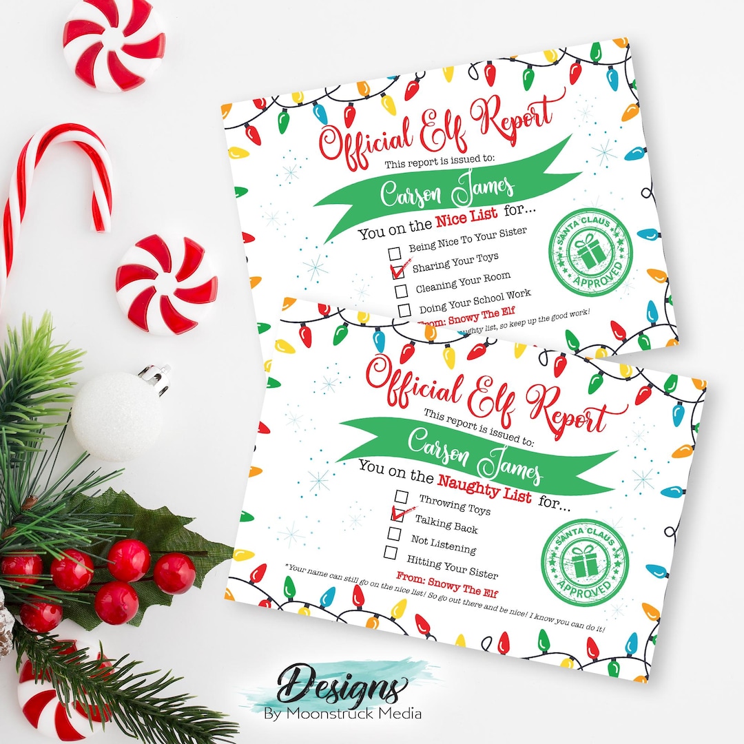 Editable Elf Report Card Template | Custom Santa Report Card | Naughty ...