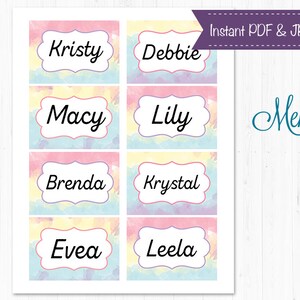 Pastel Rainbow Name Tags Printable | Write-on Rainbow Label Tags for ...