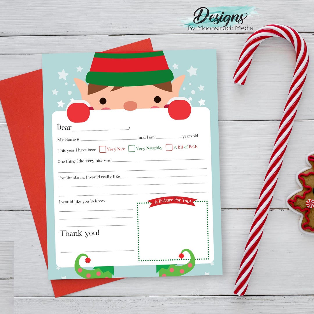 Elf Fill in the Blank Santa Letter for Kids | Printable Christmas ...
