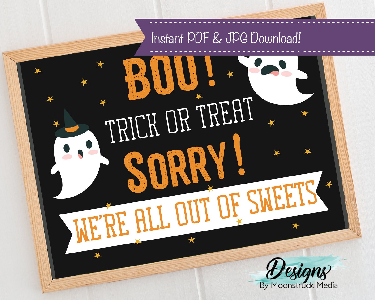 Halloween Out of Candy Door Sign Boo Trick or Treat Sorry - Etsy
