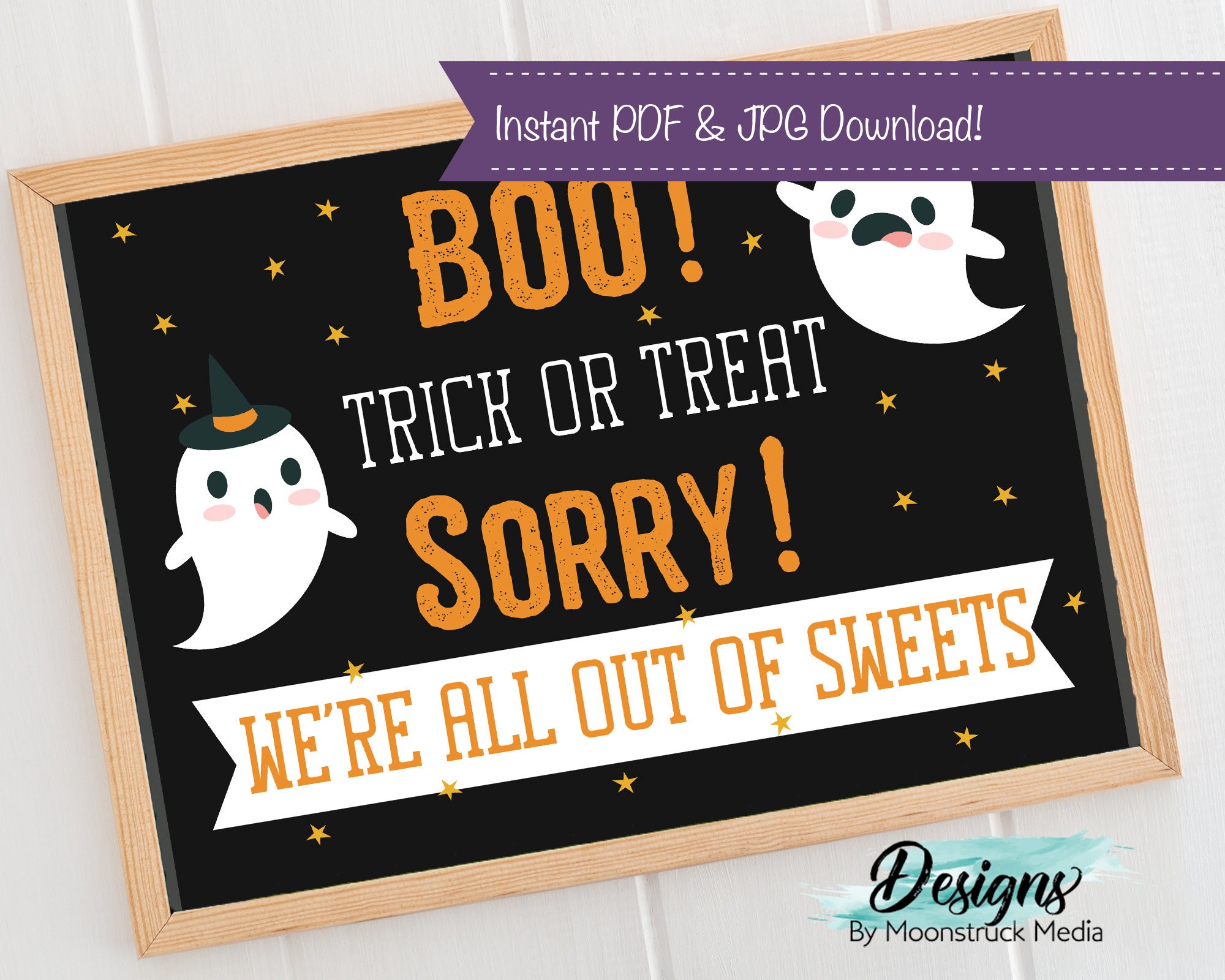 Halloween Out of Candy Door Sign Boo Trick or Treat Sorry - Etsy