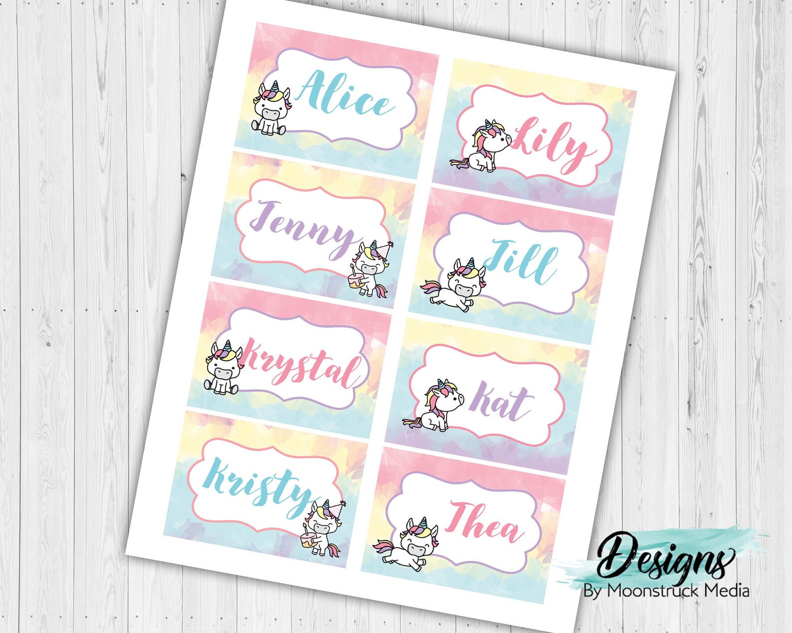 Editable Rainbow Unicorn Name Tags - Etsy