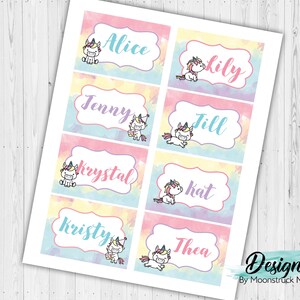 Editable Rainbow Unicorn Name Tags, Magical Unicorn Birthday Party ...
