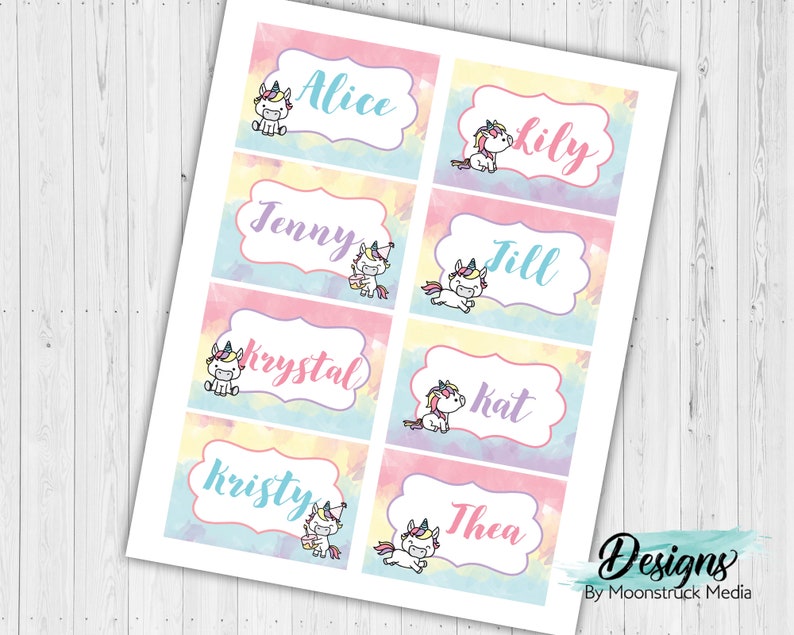 Editable Rainbow Unicorn Name Tags - Etsy
