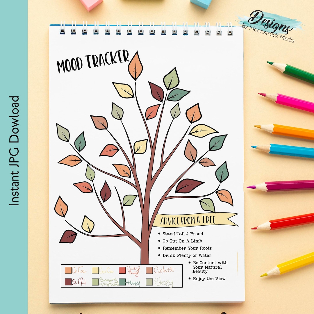 Advice From a Tree Mood Tracker | Printable Monthly Mood Tracker for ...