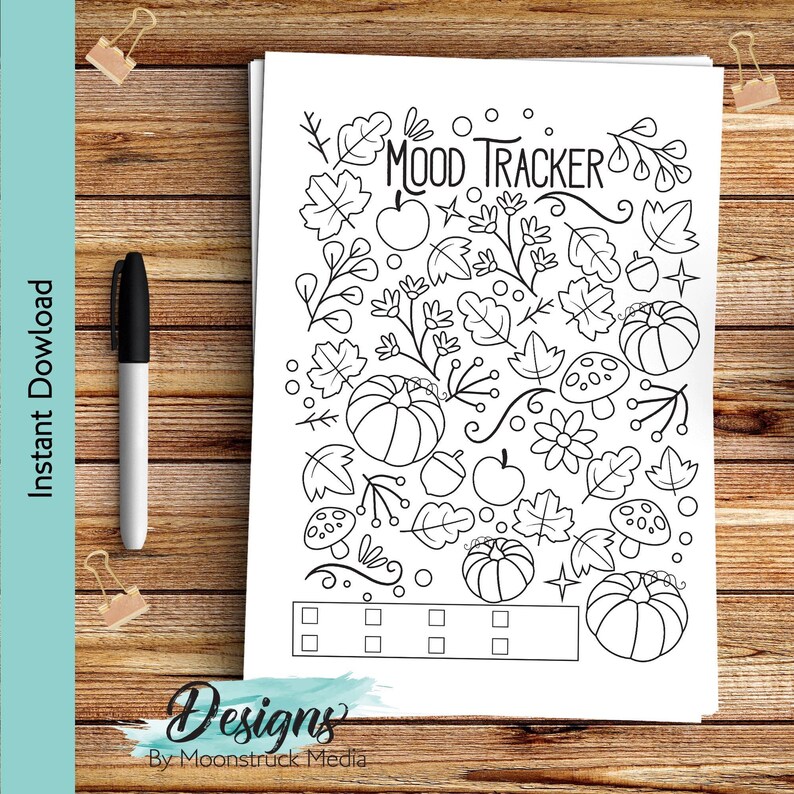 Autumn Mood Tracker Printable | Fall Bullet Journal Planner Insert ...