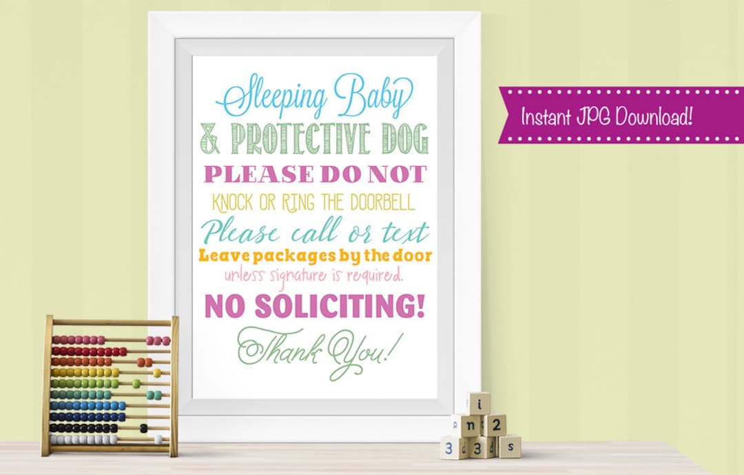 Shhh Baby Sleeping Baby Door Sign, Newborn Sign, Newborn Baby Sign ...