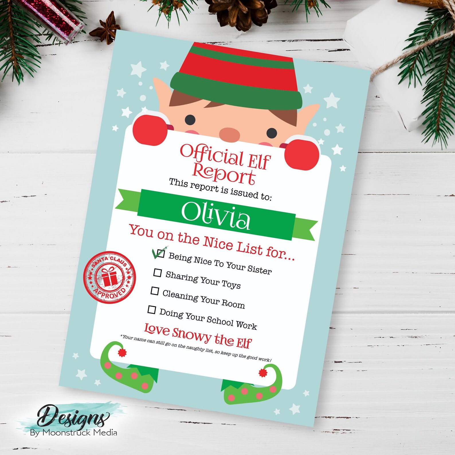 Editable Elf Report Card Template | Naughty or Nice Corjl Printable ...