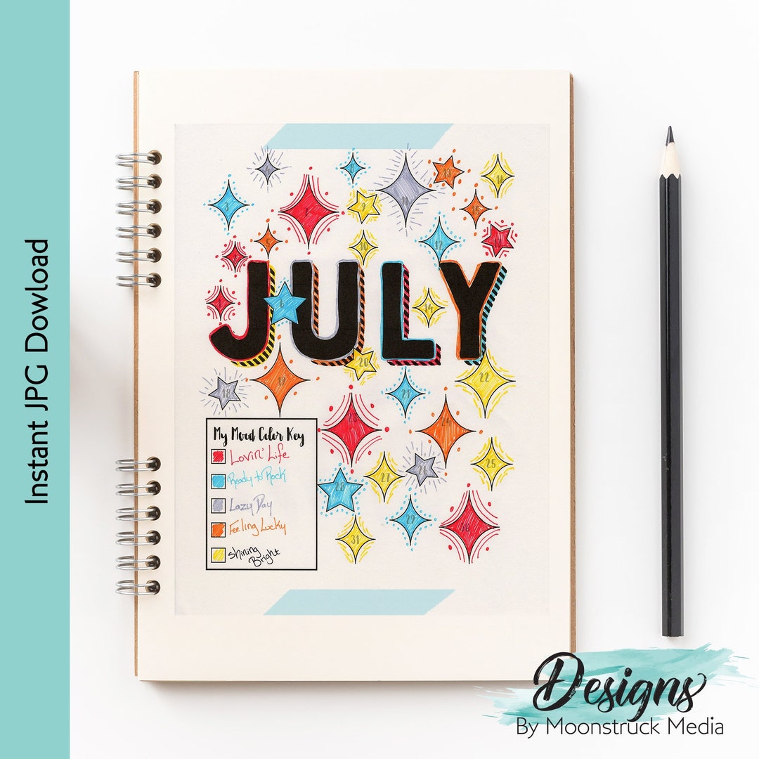 July Mood Tracker | Stars Theme | 4th of July Mood Tracker | Bullet ...