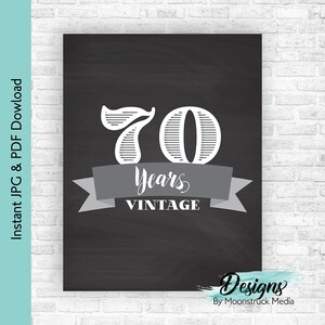 70th Birthday Decoration Bundle Chalkboard Style | Black Background ...