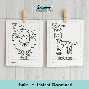 ABC Animal Coloring Book Printable | 4x6 Baby Shower Activity Book for ...