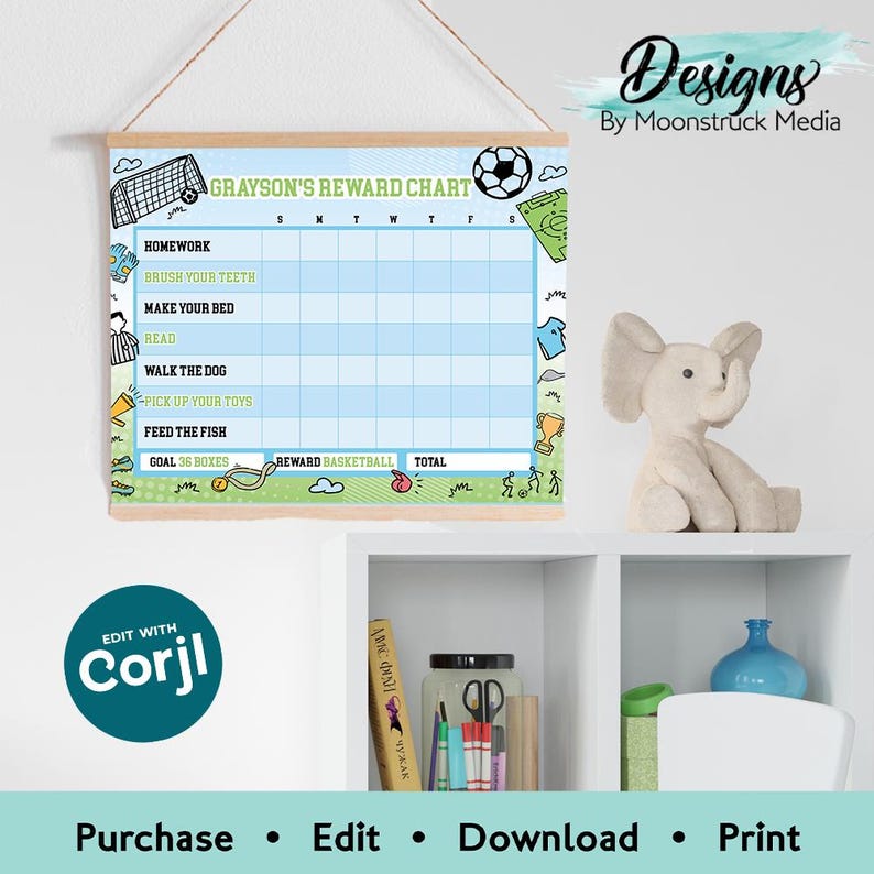 Printable Soccer Reward & Behavior Chart for Kids | Weekly Grid Chore ...
