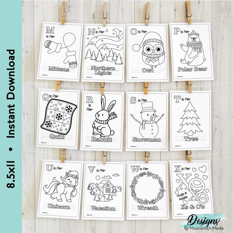 Winter ABC Coloring Book Printable | Baby Shower Activity or Classroom ...
