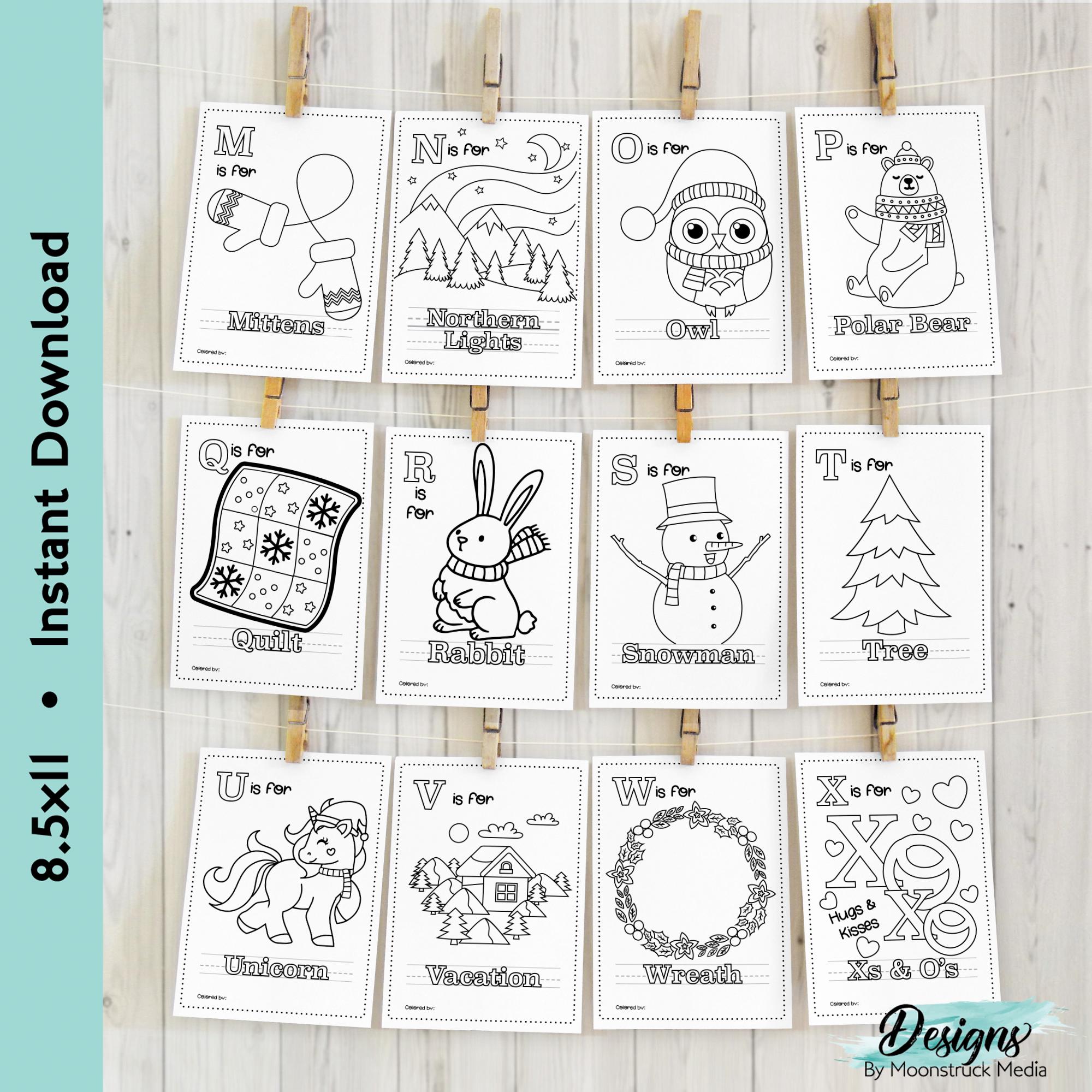 Winter ABC Coloring Book Printable | Baby Shower Activity or Classroom ...