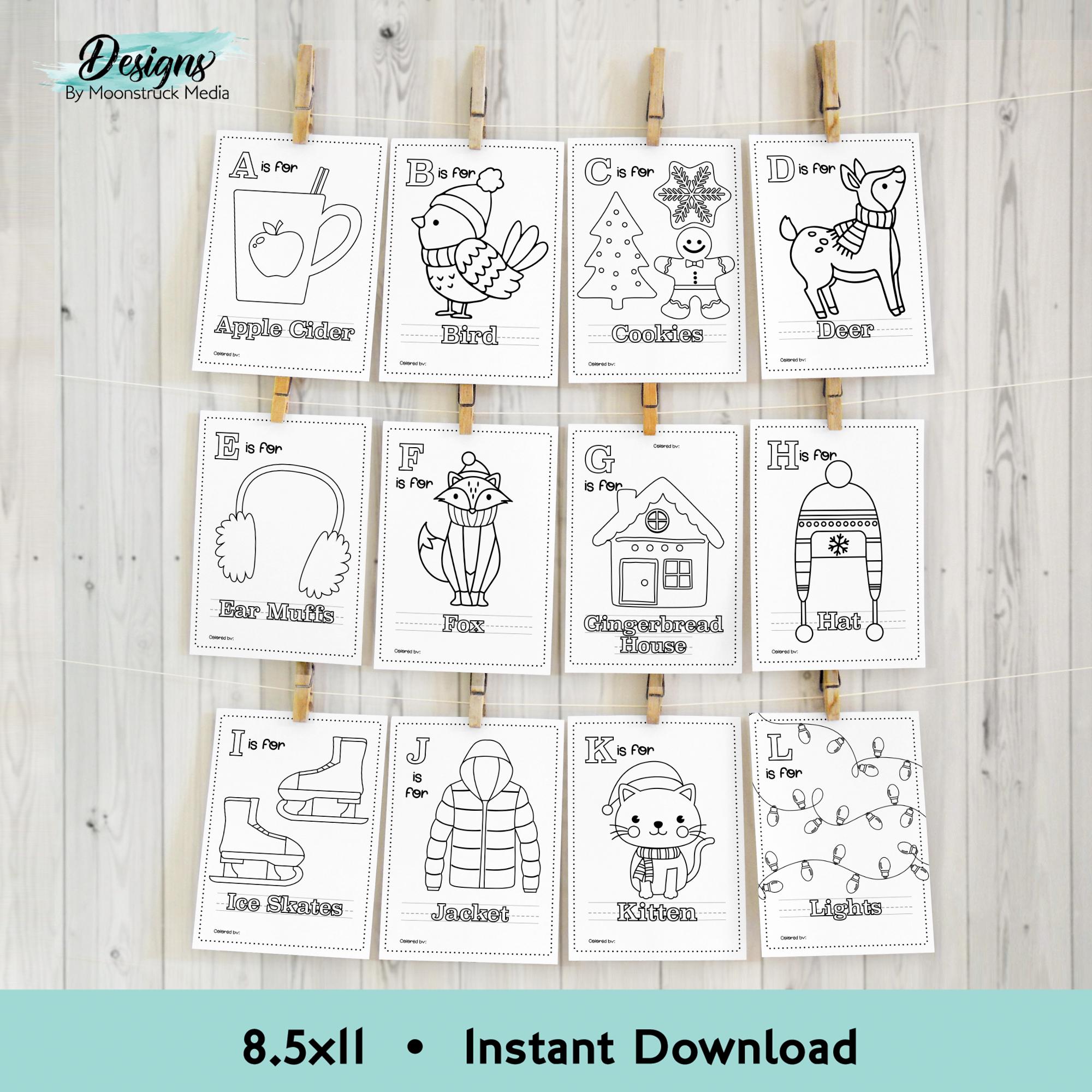 Winter ABC Coloring Book Printable | Baby Shower Activity or Classroom ...