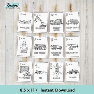 Baby Boy Alphabet Coloring Book Printable | Letter - A to Z Vehicle ...