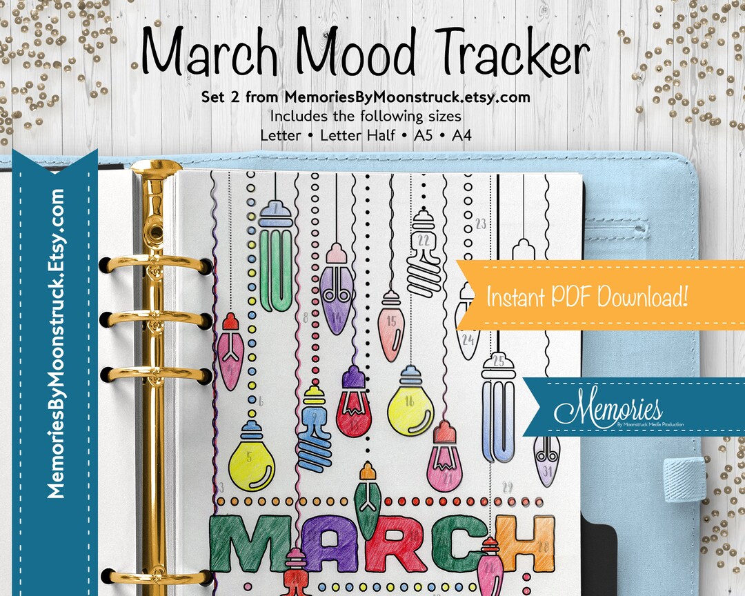 March Mood Tracker Insert Light Bulbs - Etsy
