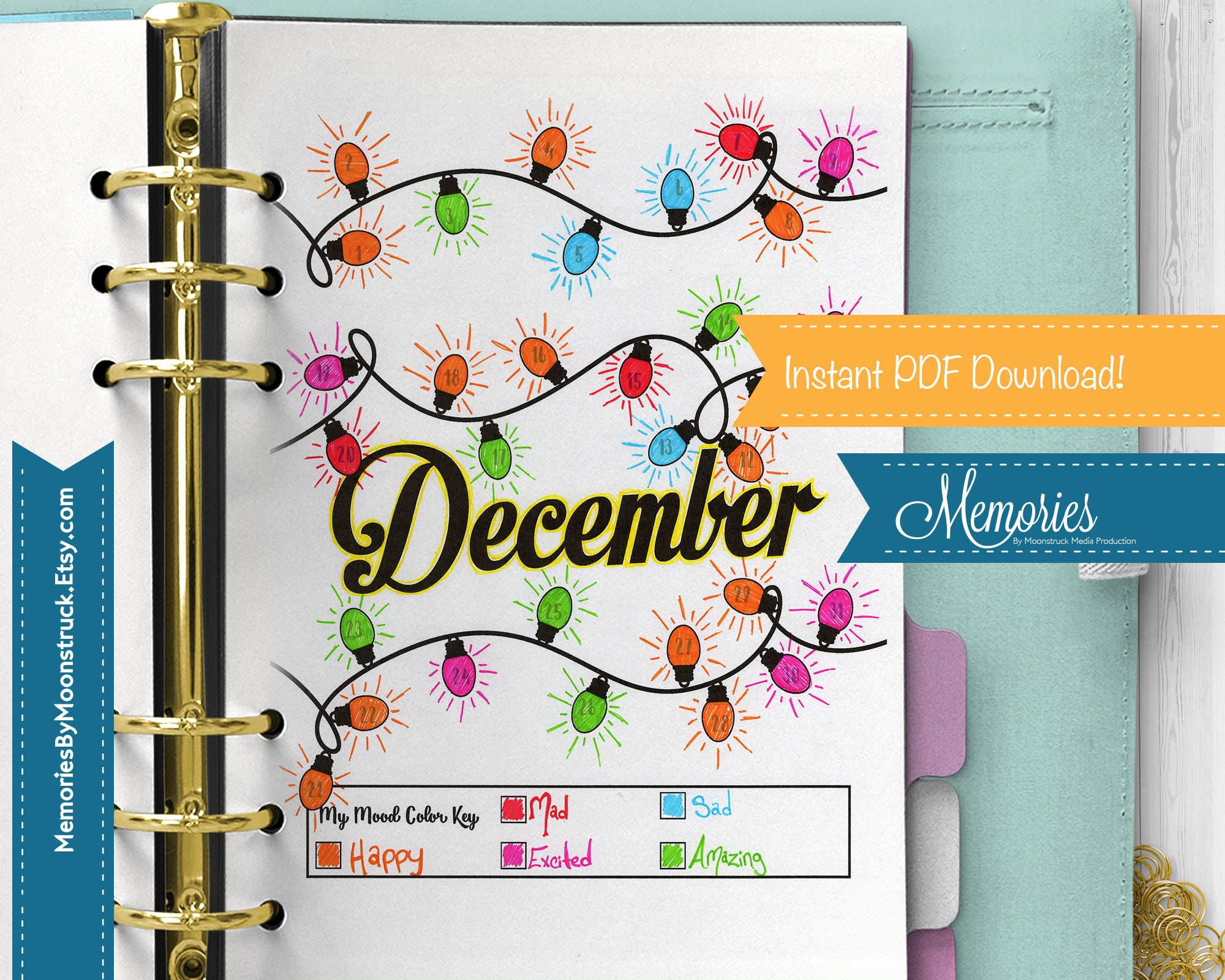 December Mood Tracker Journal Insert | Etsy
