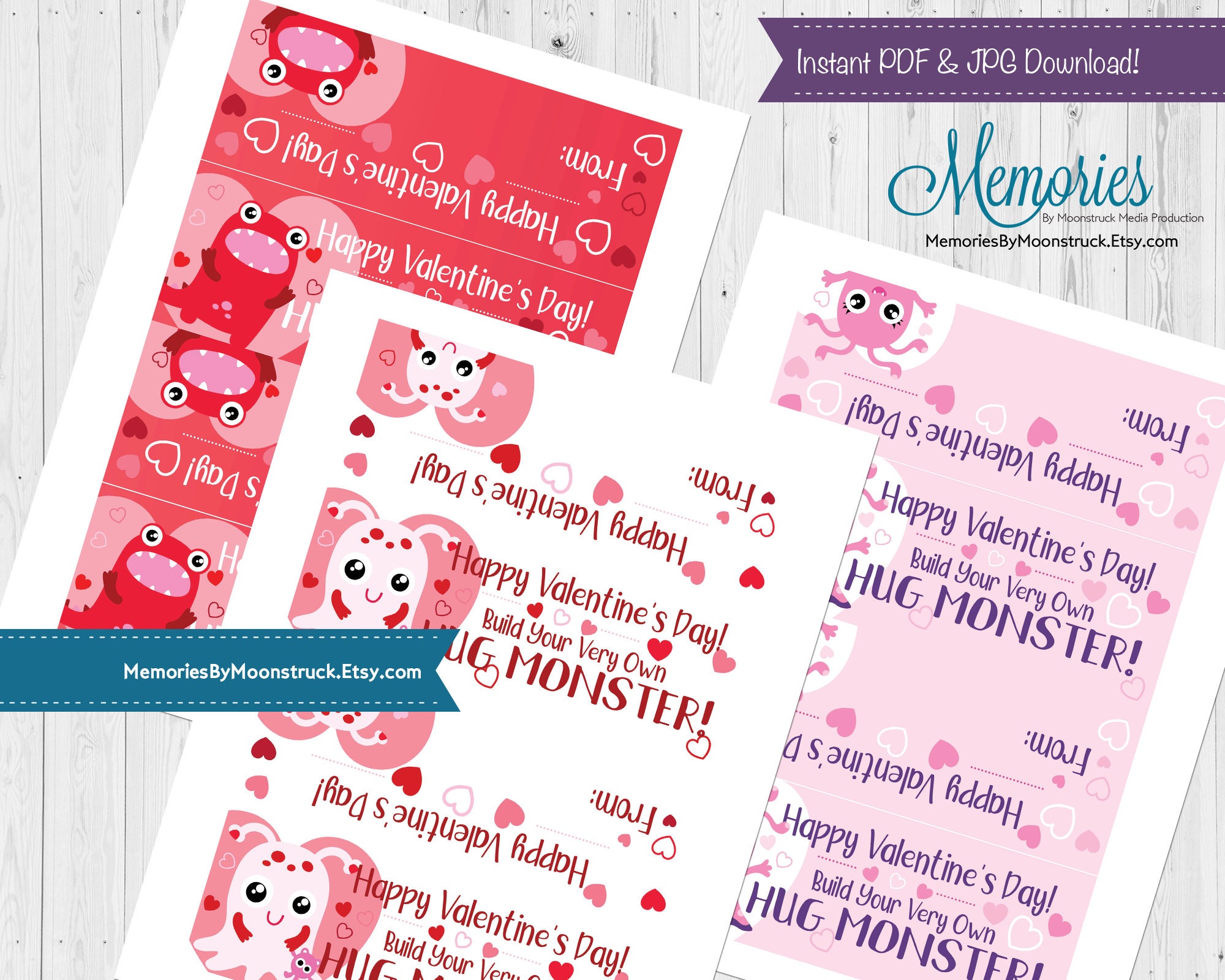 Create a Valentine Monster Treat Bag Labels | Etsy