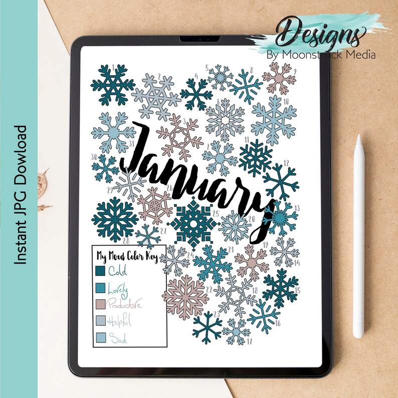 January Mood Tracker Printable | Snowflake Monthly Mood Journal Page ...