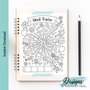 Fireworks Mood Tracker Printable | July Mood Journal Page | Festive ...
