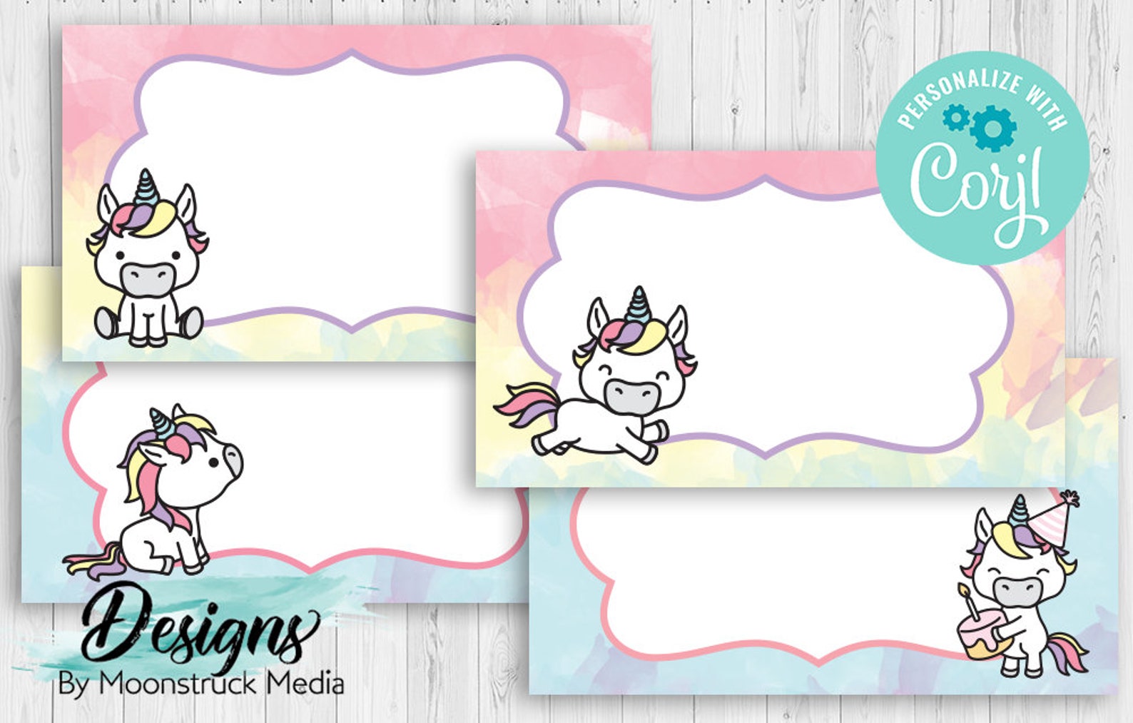 Editable Rainbow Unicorn Name Tags - Etsy