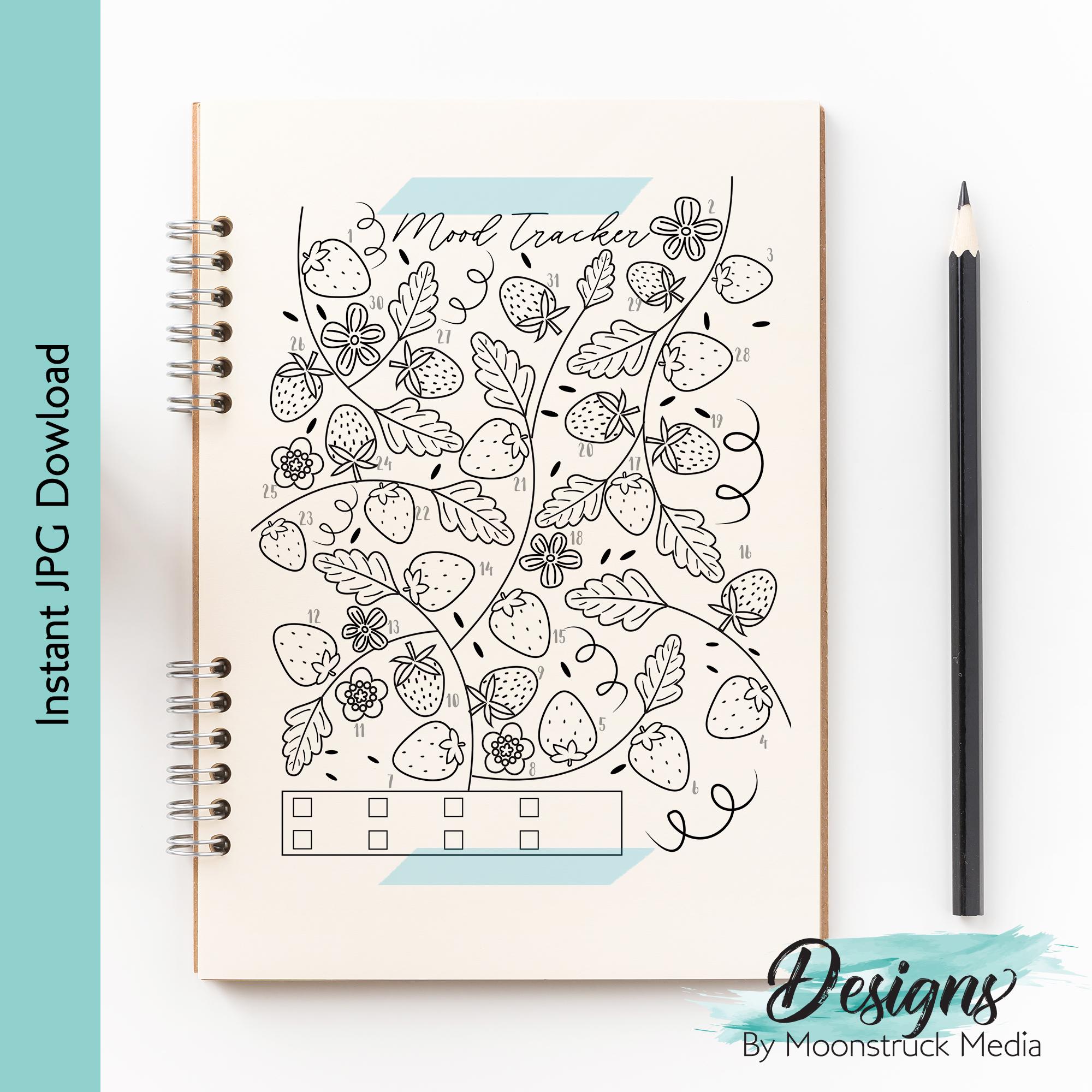 Strawberry Mood Tracker Printable | Cute Berry-themed Bullet Journal ...