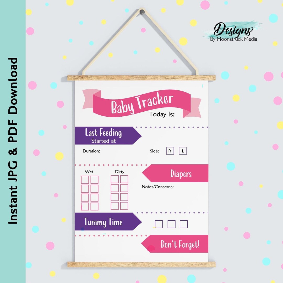 Pink and Purple Baby Daily Log Printable | Newborn Tracker for Feeding ...